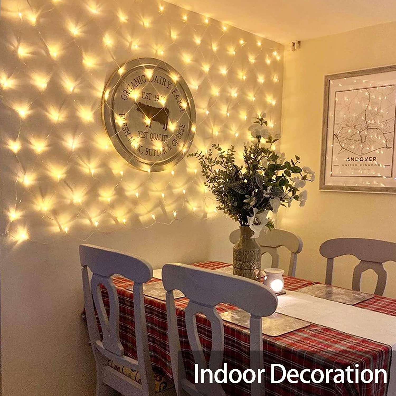 RRDWQ-Battery Operated Net Lights, 100 LED Net Fairy Lights 8 Modes ...