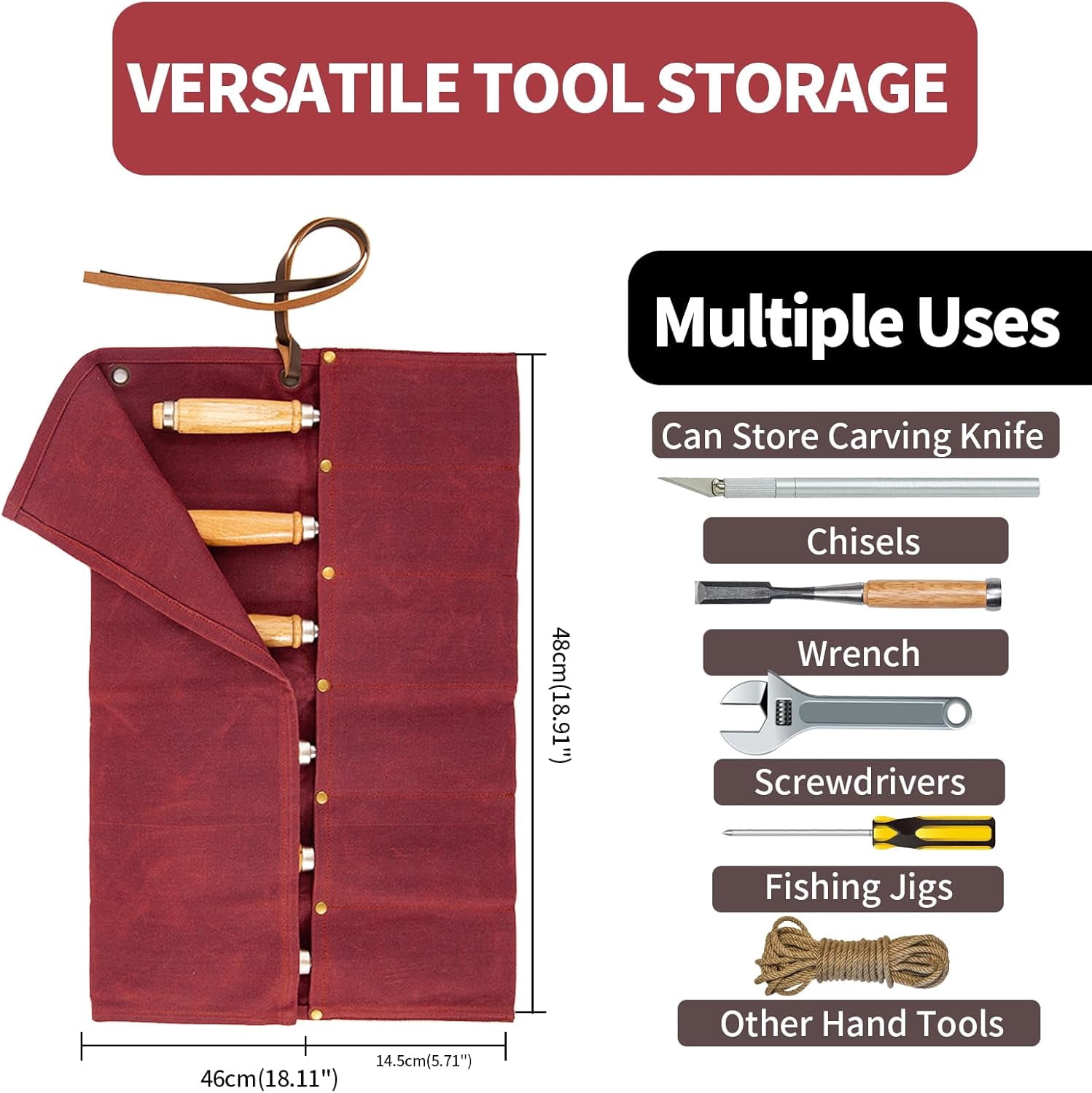 RRDWQ-Chisel Roll,6 Pockets Roll Up Tool Pouch,Waxed Canvas Small Tool ...