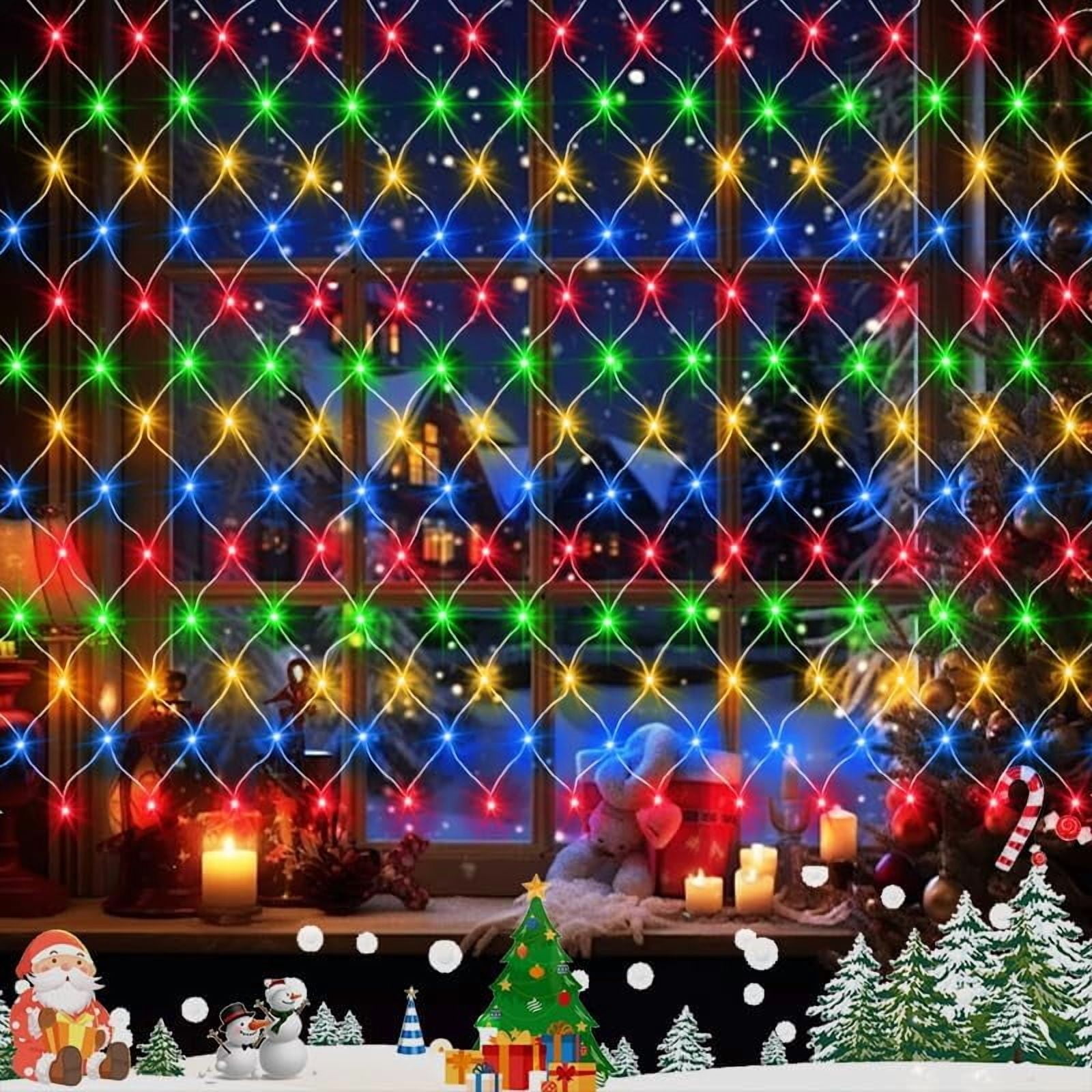 RRDWQ-Chritsmas Net Lights Battery Operated, 100 LED 4.9 x 4.9ft ...