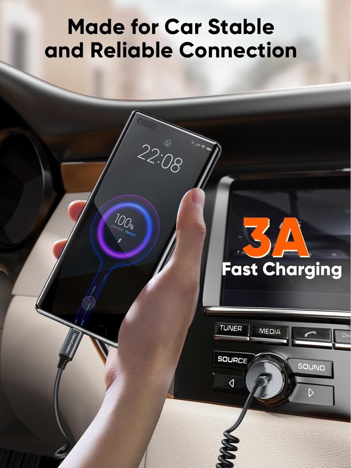 RRDWQ-Coiled USB C Cable, Coiled USB A to USB C Cable for Car Type C ...