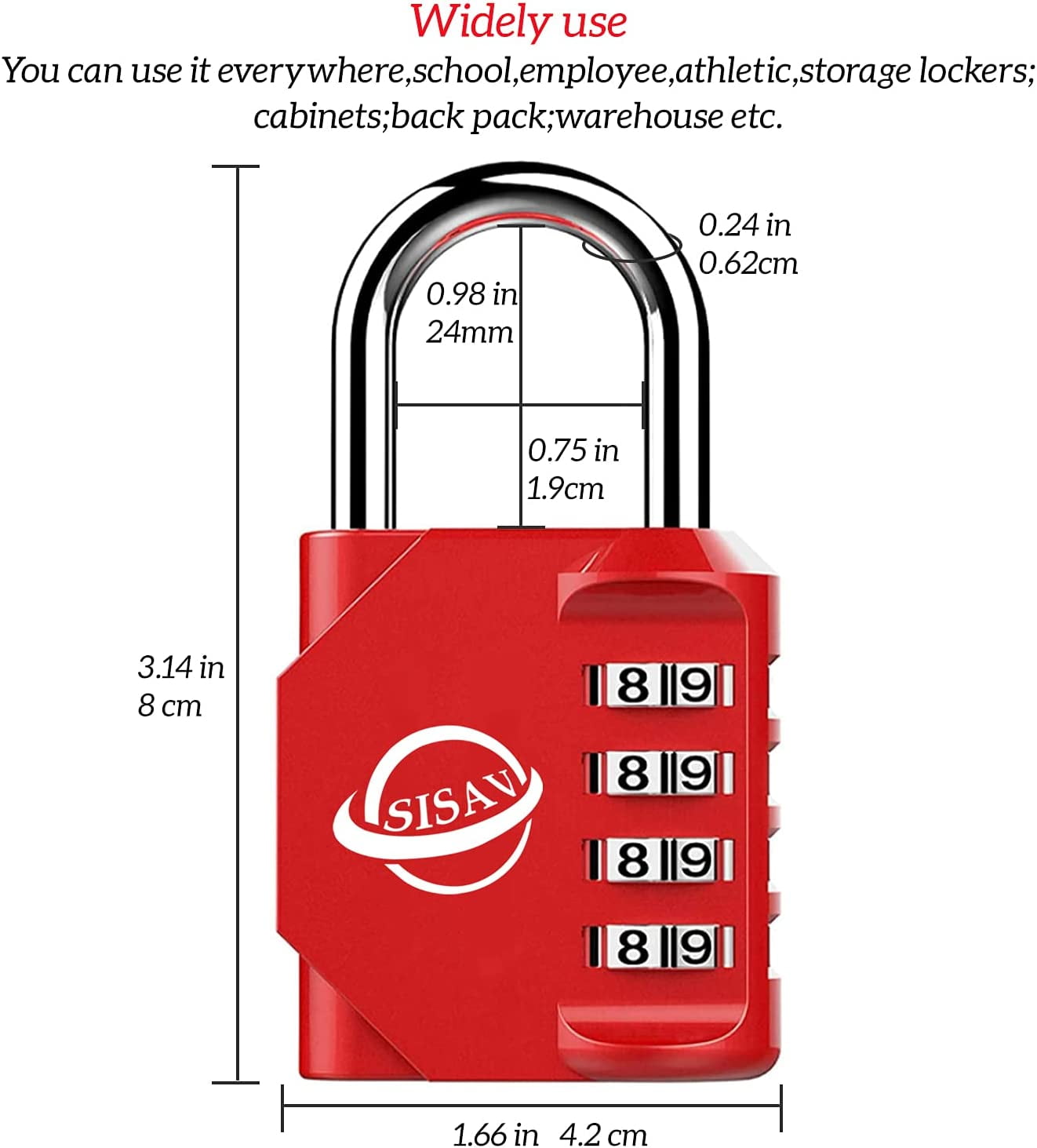 RRDWQ-Combination Lock 4 Digit Outdoor Combination Padlock for School ...