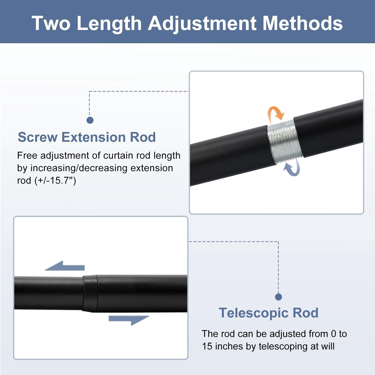RRDWQ-Curtain Rods for windows 66-120 Inch, 1 Inch Adjustable Curtain ...