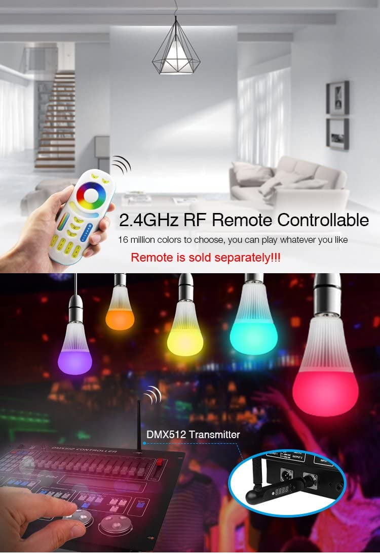 RRDWQ-DMX512 LED Light Bulb Miboxer 9W RGB+CCT Color Changing and Color ...