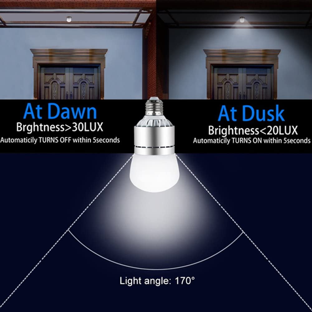 RRDWQ-Dusk to Dawn Light Bulb Sensor Smart LED Outdoor Lighting Bulbs ...