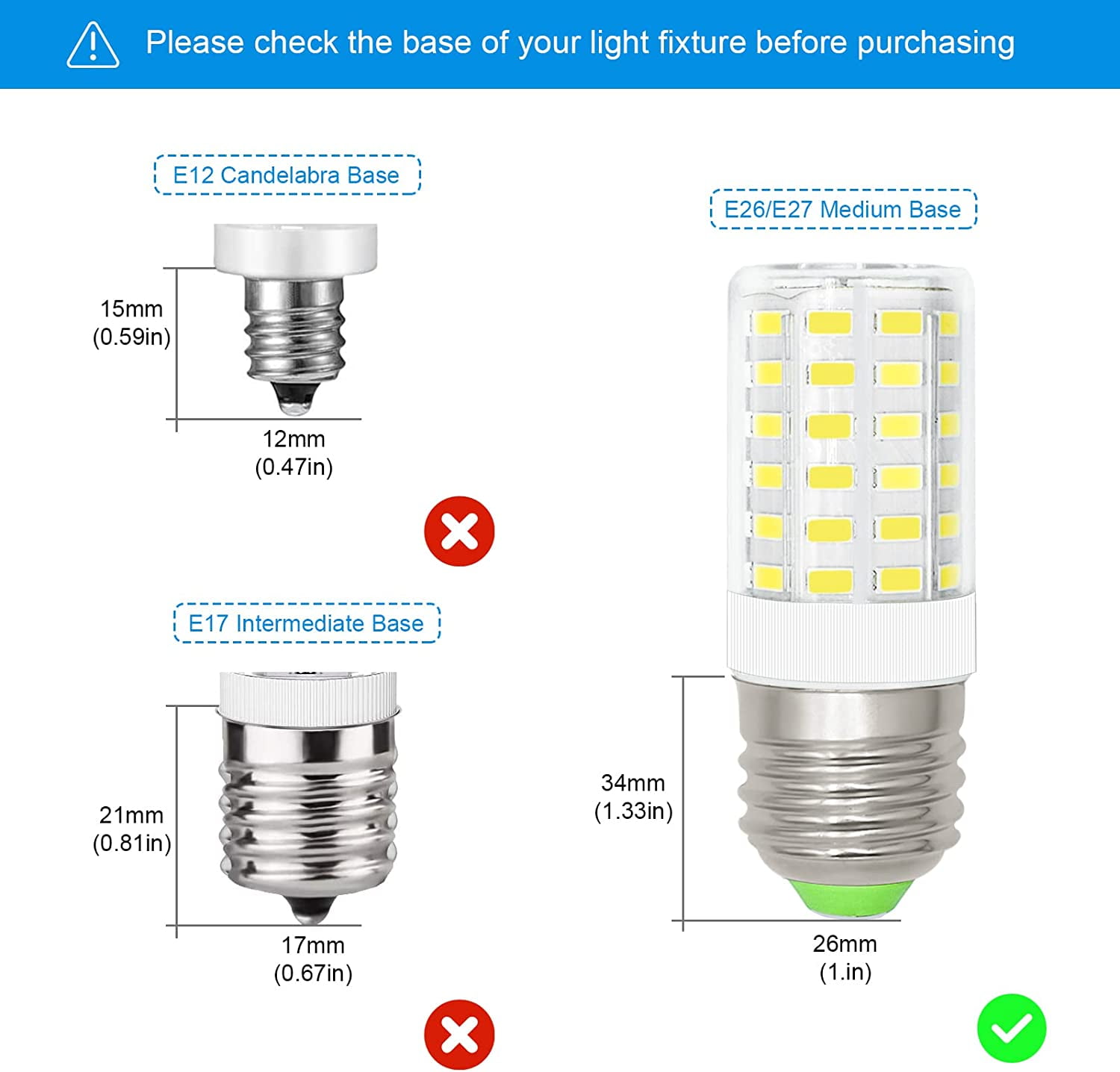 RRDWQ-E26/26mm Big Medium Base Screw LED Refrigerator Light Bulb ...