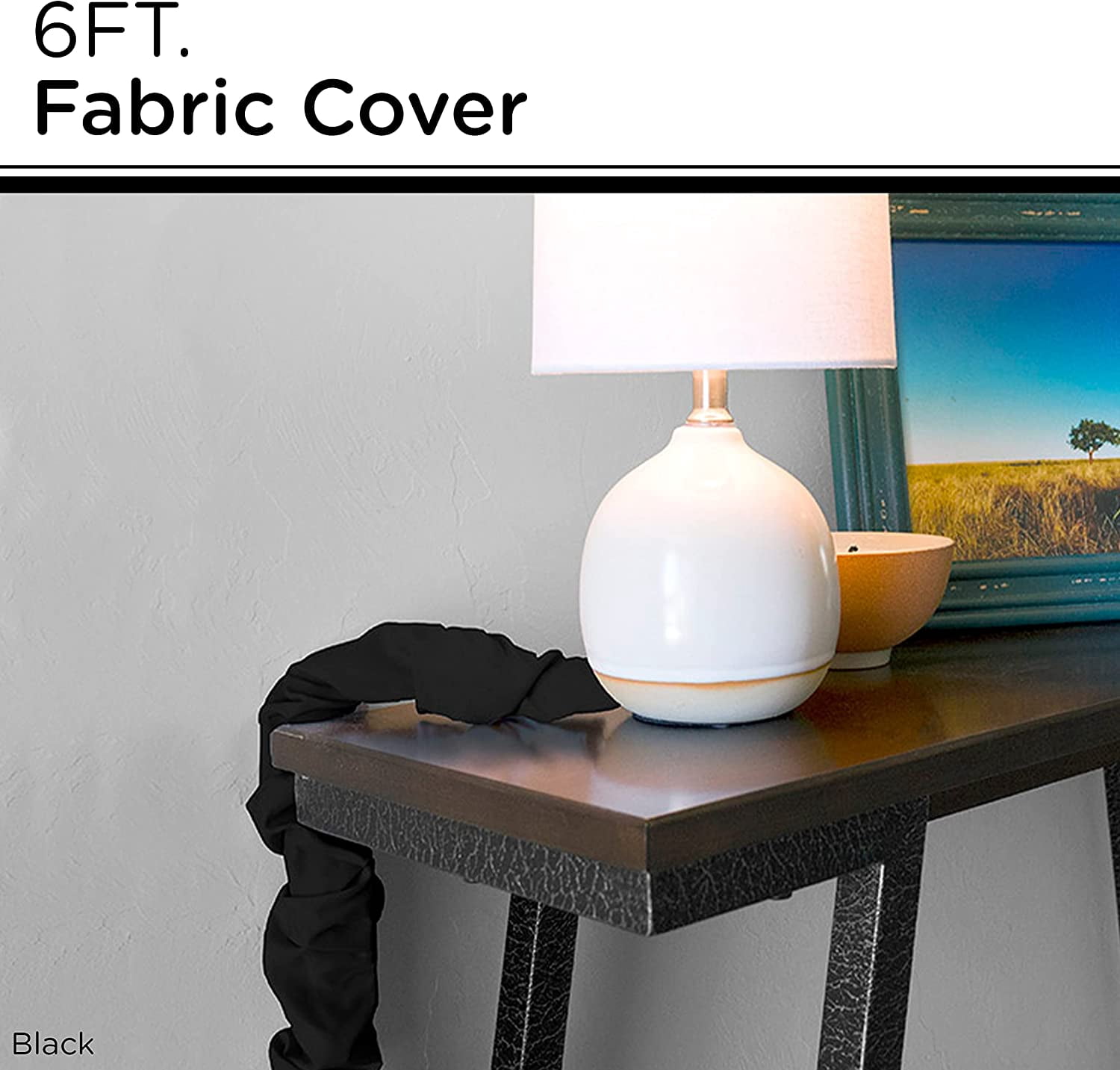 RRDWQ-Fabric Cord Cover, 6 ft, Hides Cables, Great for Lamps, Light ...
