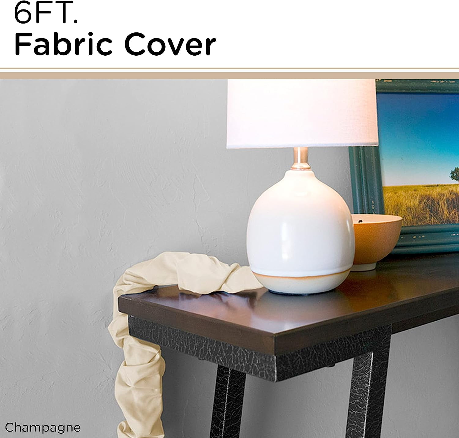 RRDWQ-Fabric Cord Cover, 6 ft, Hides Cables, Great for Lamps, Light ...