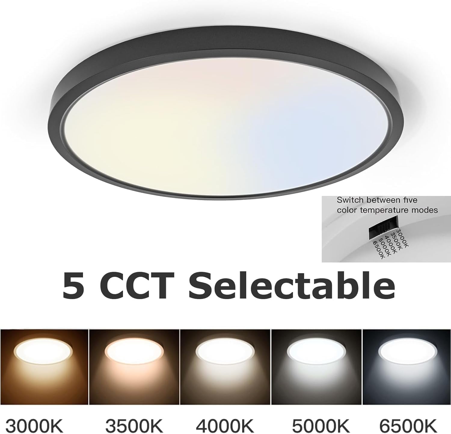 RRDWQ-Flush Mount LED Ceiling Light Fixture Black,12 Inch 20 Watt, Thin ...