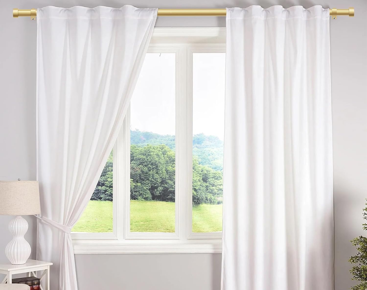 RRDWQ-Gold Curtain Rod 32 to 58 Inch (2.6-4.8 Feet), 1 Inch Heavy Duty ...