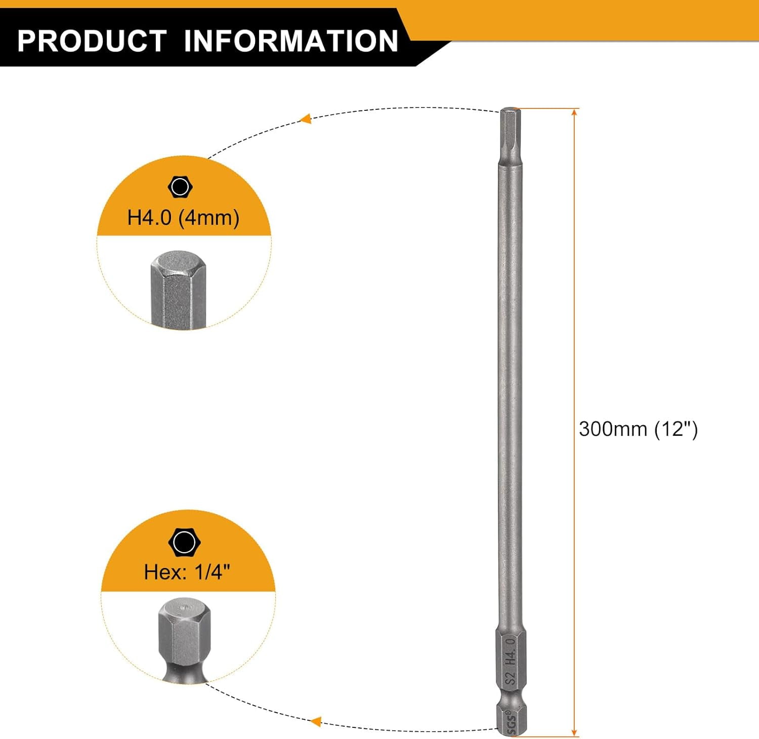RRDWQ-H4.0 Hex Head Drill Bit Wrench 4mm Metric Flat Tip 1/4" Hex Shank ...