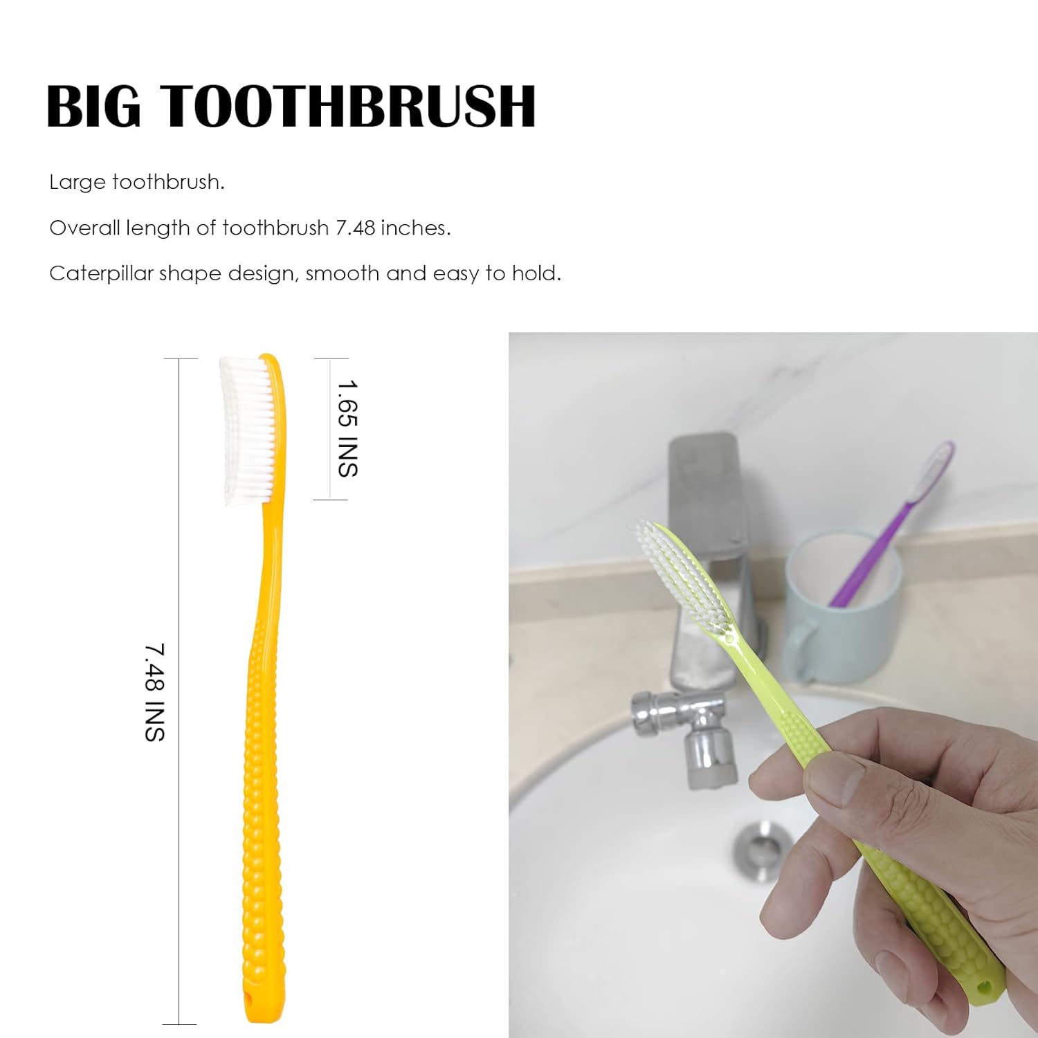 RRDWQ-Huge Head, Big Giant Head Toothbrush, Hard & Firm bristles BPA ...