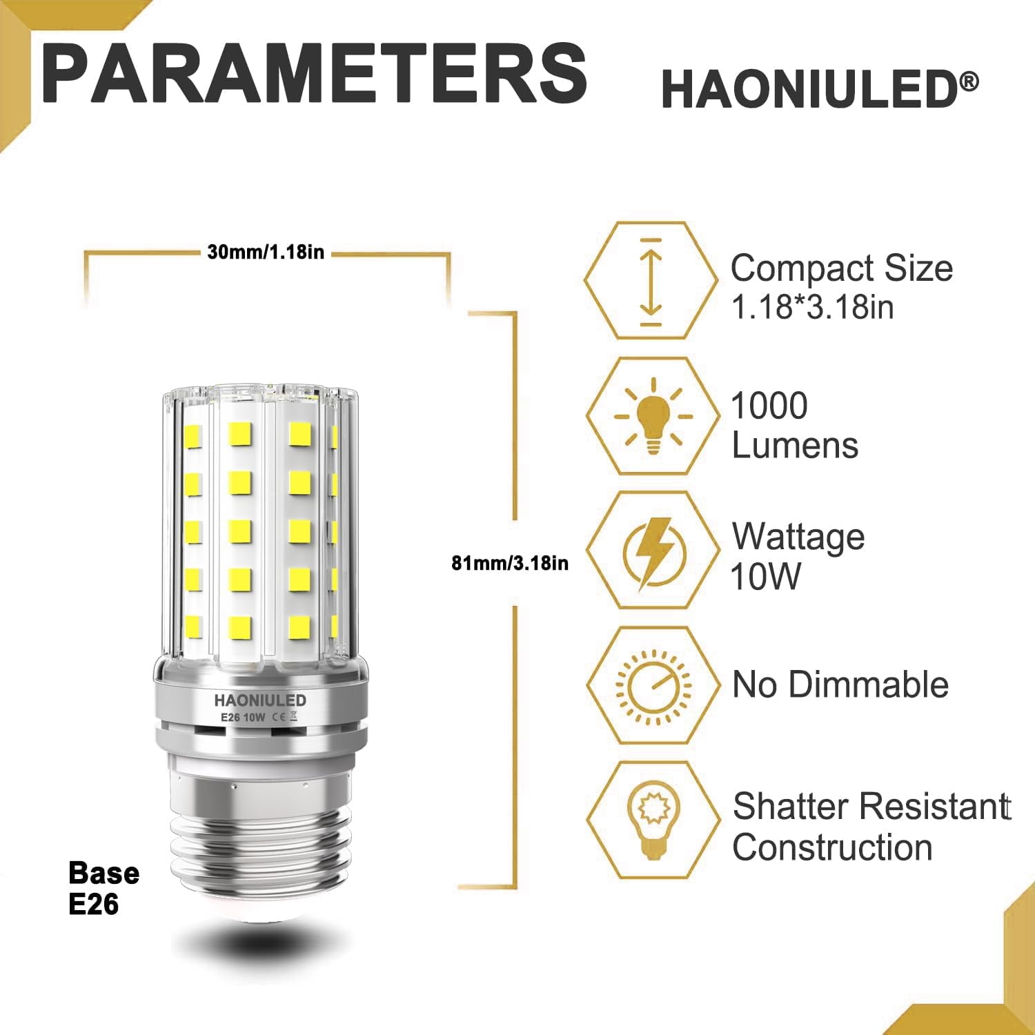 RRDWQ-LED Light Bulbs 100 Watt Equivalent, Daylight White 5000K, 10W ...