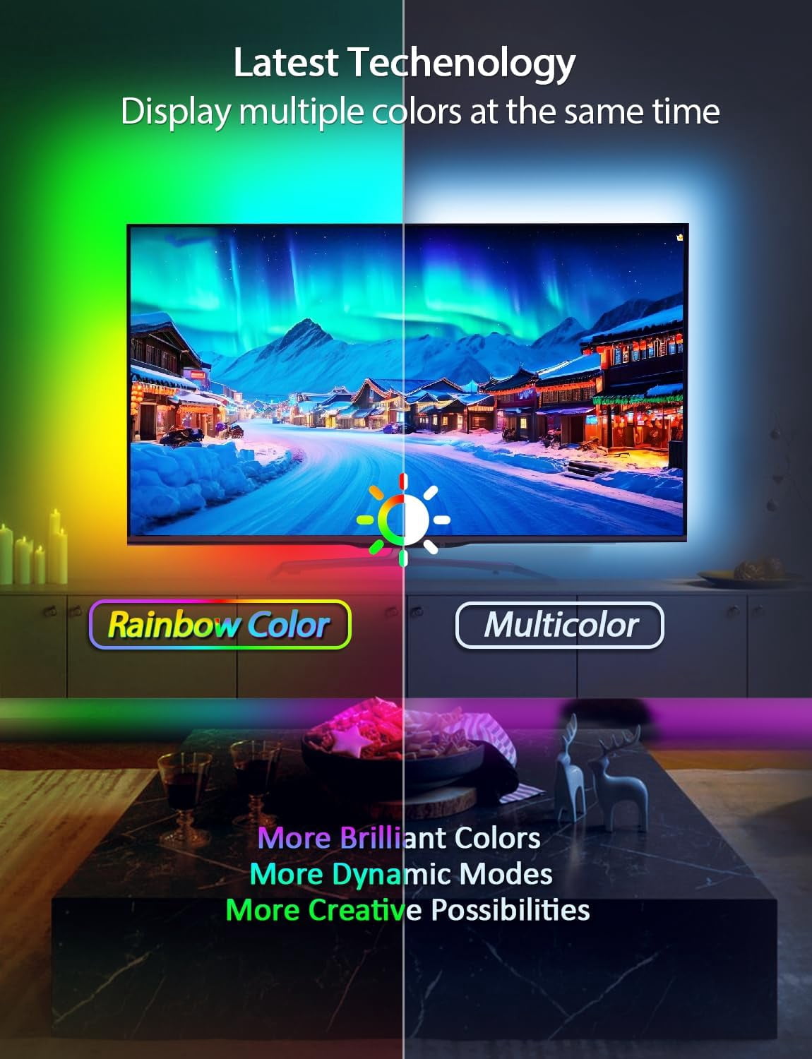 RRDWQ-LED Lights for TV Led Backlight, 13.1ft RGB Led Strip Lights for ...