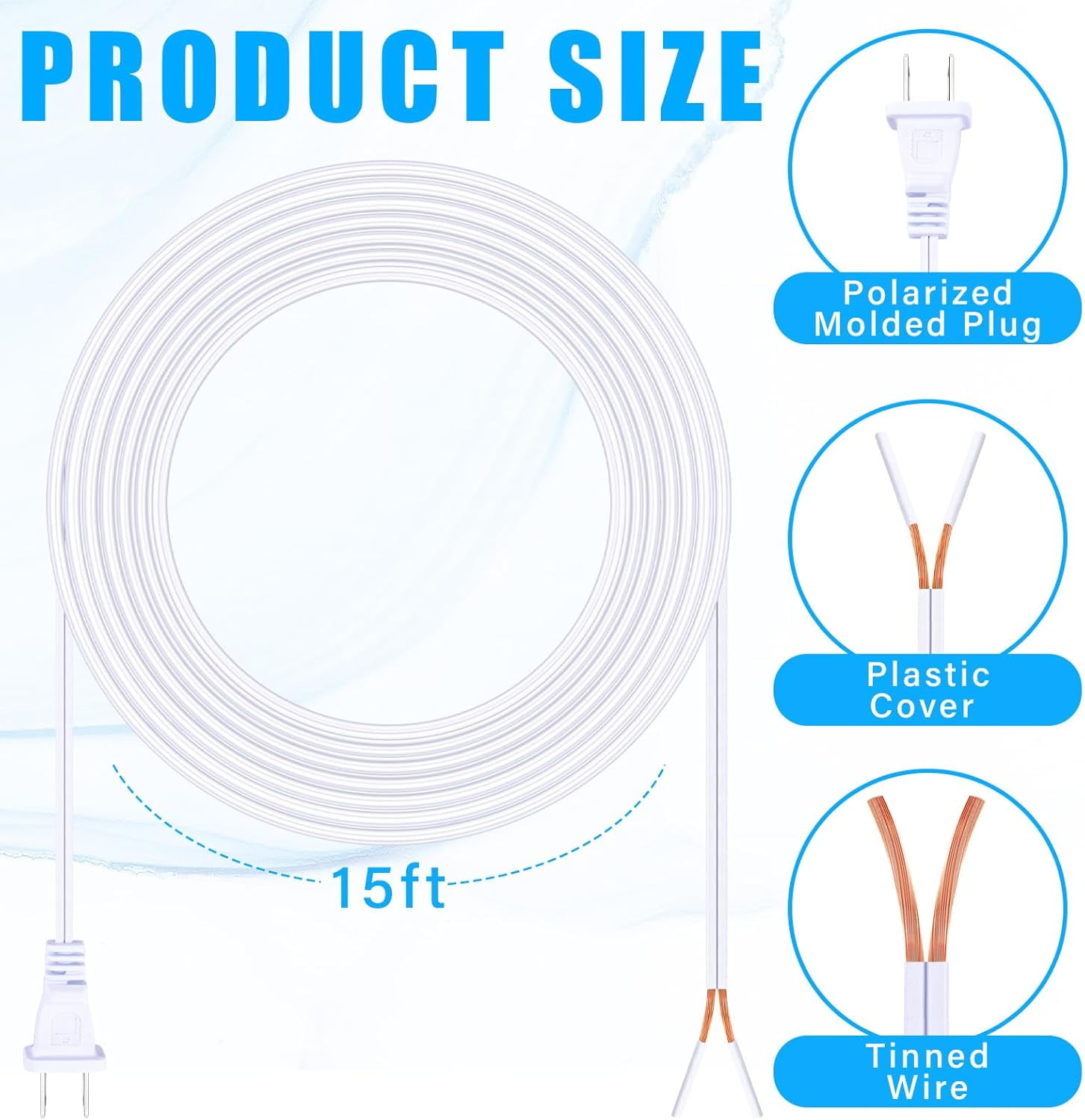 RRDWQ-Lamp Cord with End Plug Replacement Electric Lamp Wire Clear 18/2 ...