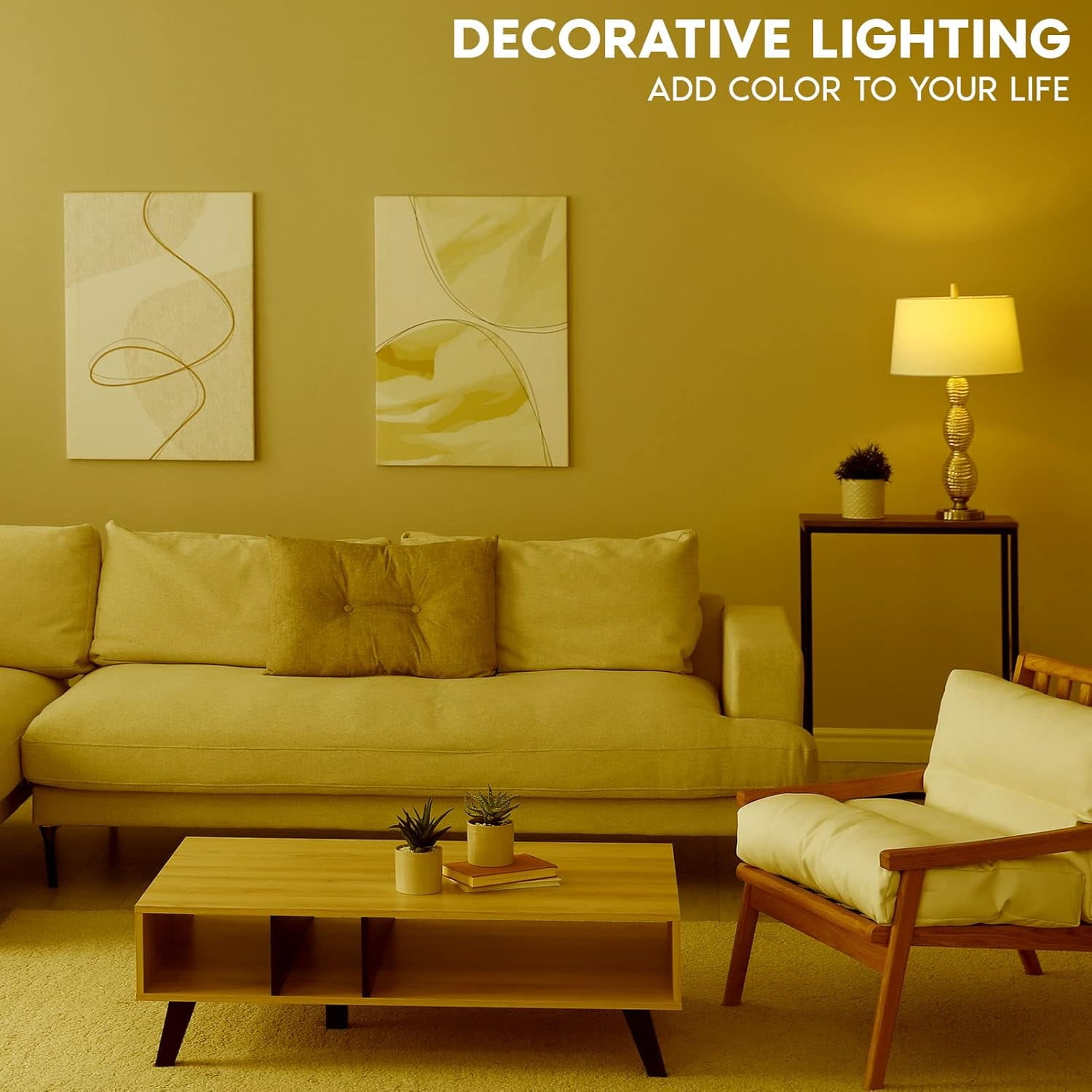 RRDWQ-Luxrite E12 LED Filament Yellow Light Bulbs, 4.5W (40W Equivalent), Colored Glass ...