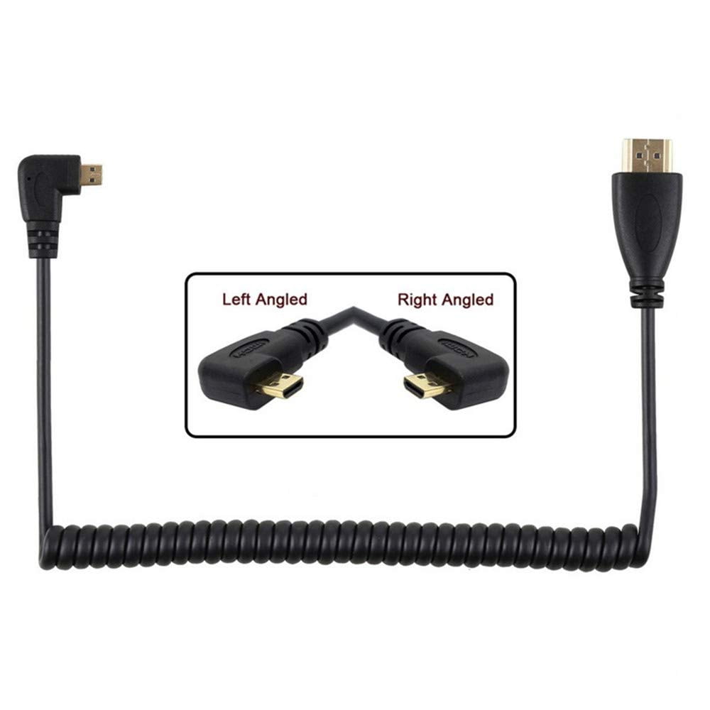 RRDWQ-Micro HDMI to HDMI HDTV Spiral Cable for DSLR Cell Phone Tablet ...