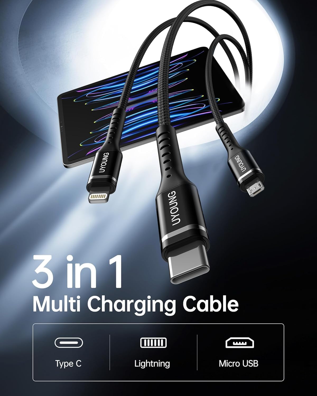 RRDWQ-Multi Charging Cable 2Pack 6FT, 3 in 1 Charger Cable Braided ...