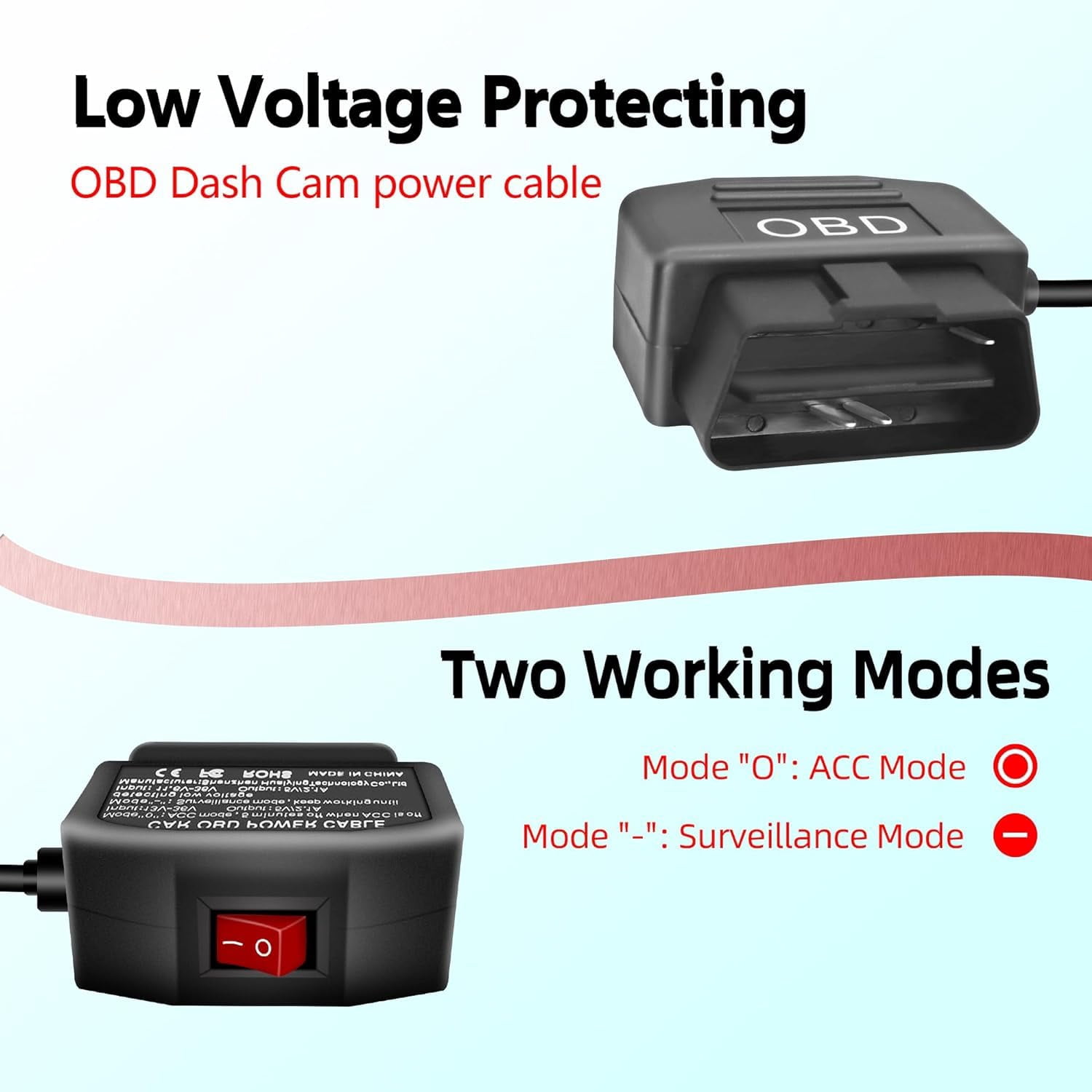 RRDWQ-OBD Power Cable for Dash Camera, Right Angle USB C OBD2 Dash Cam ...