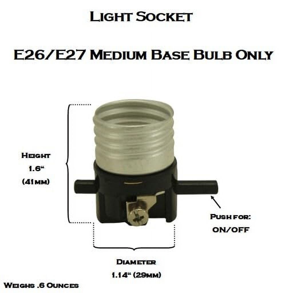 RRDWQ-On/Off Push-Thru Med. Base E26 Socket Interior, Lamp Socket ...