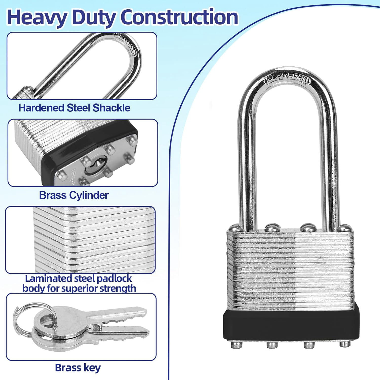 RRDWQ-Padlocks with Same Key, 6 Pcs Laminated Keyed Padlock (1-9/16 ...