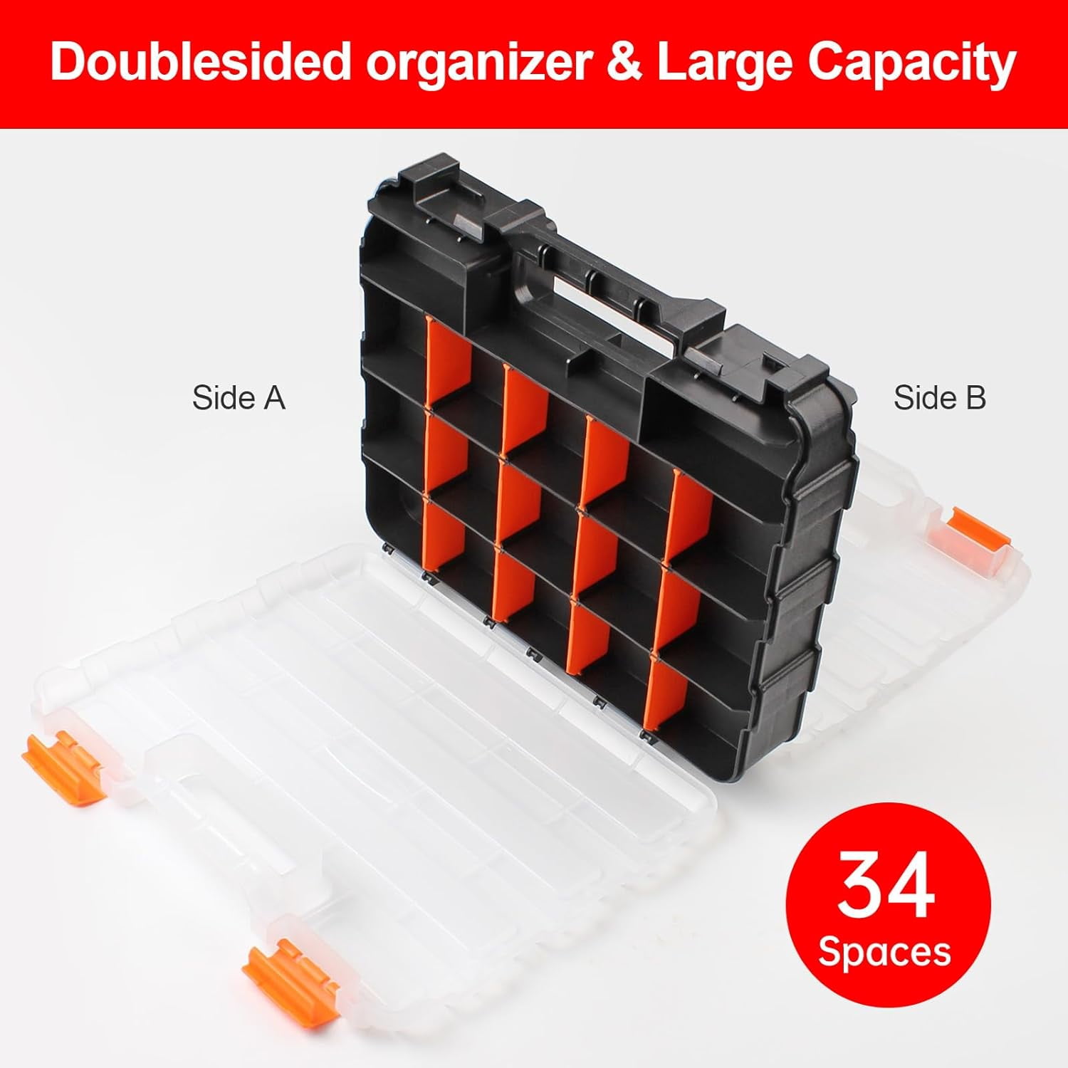 RRDWQ-Plastic Tool Box, Double Side Tool Organizer Small Parts Tool Box ...