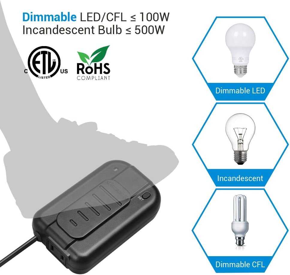 RRDWQ-Plug in Dimmer Switch for Lamp, Push/Foot Dimmer Plug, Table Lamp ...