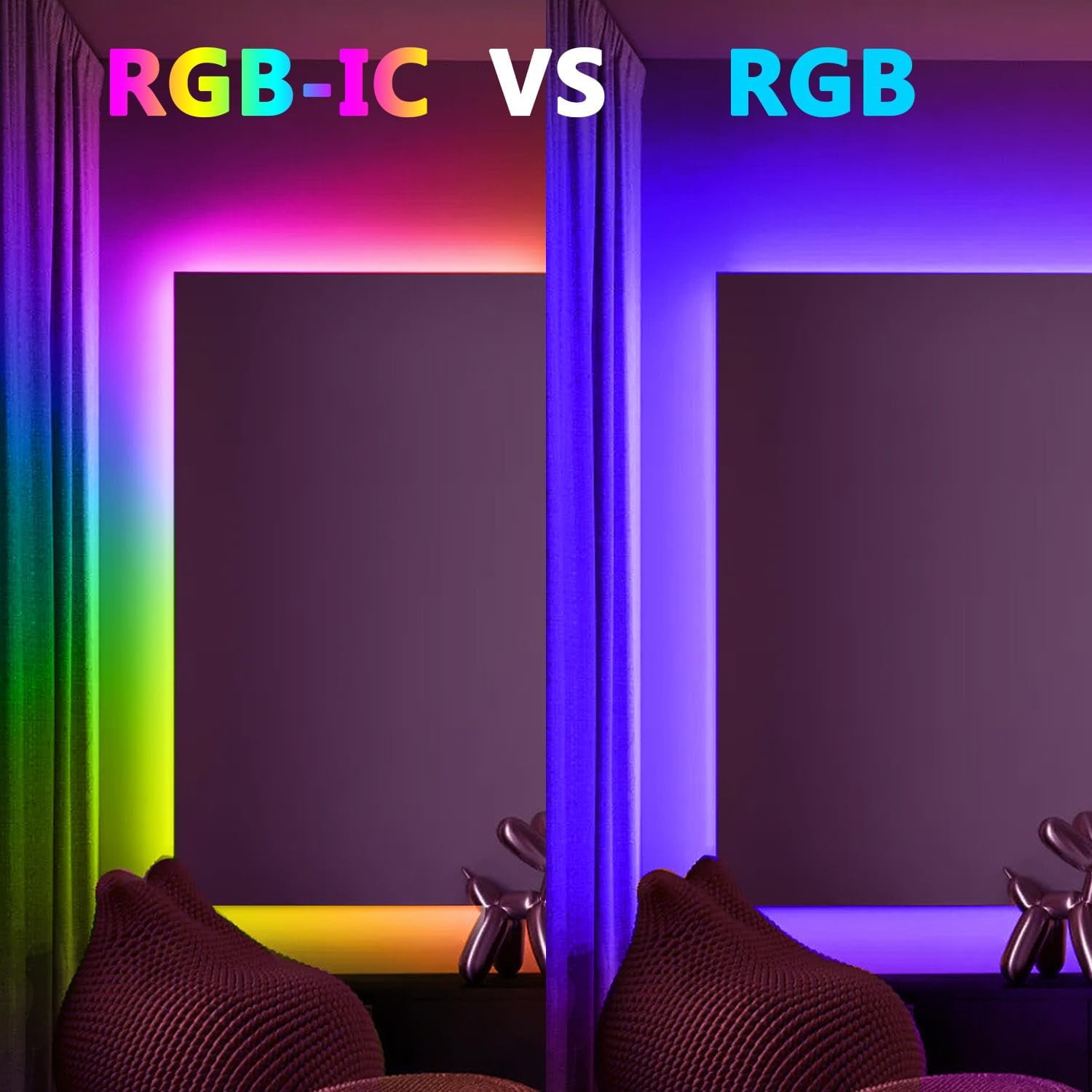 RRDWQ-RGB Smart LED Strip Lights, 16.4ft LED Lights for Bedroom, Bluetooth APP Control, DIY ...