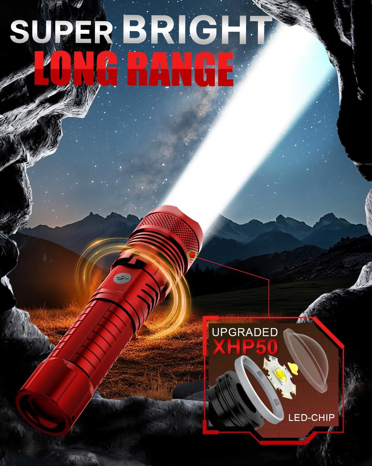 RRDWQ-Red LED Flashlights, High Powered High Lumens Super Bright ...