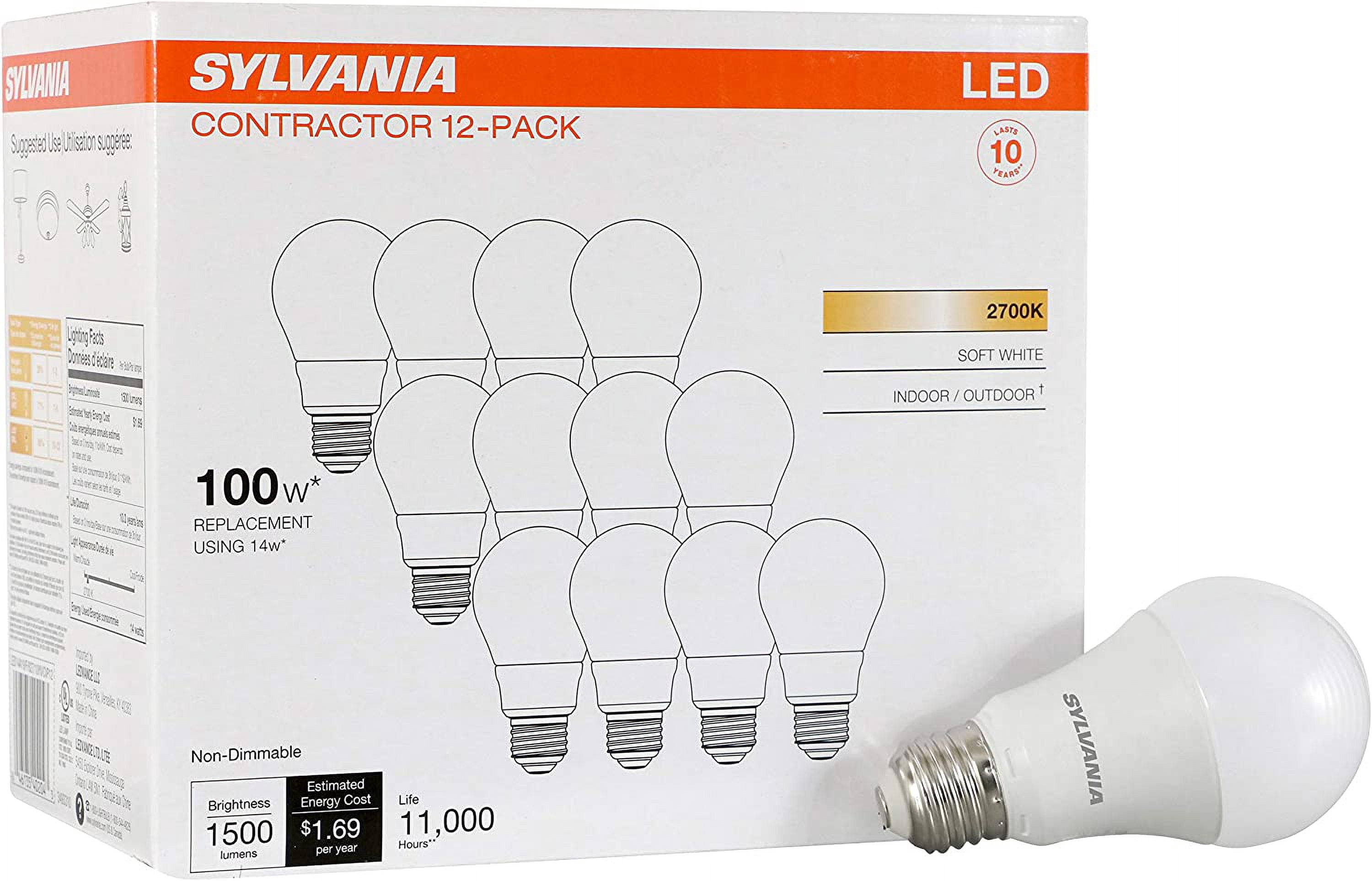 RRDWQ-SYLVANIA LED A19 Light Bulb, 100W Equivalent, Efficient 14W ...