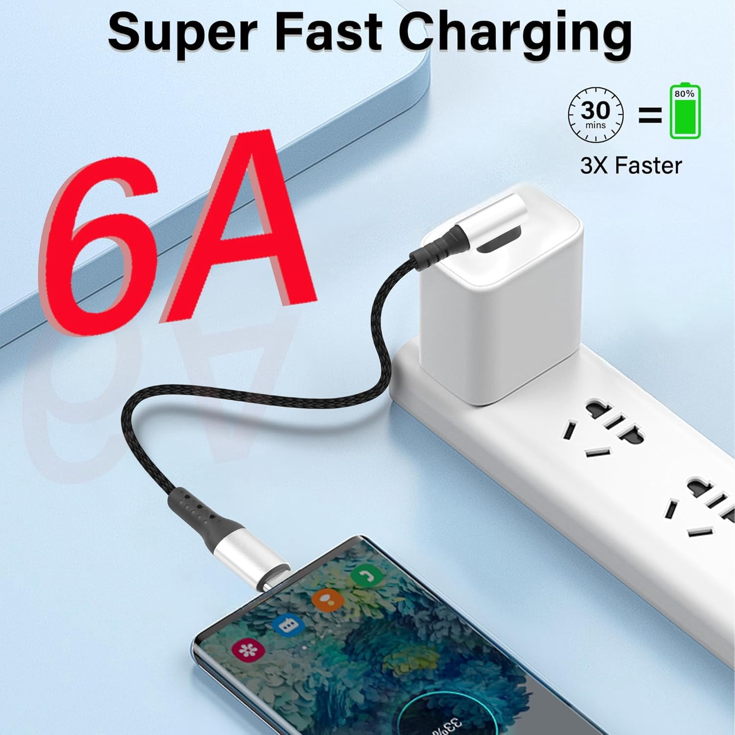 RRDWQ-Short USB Type C Charging Cable USB A to C Cable 6A Fast Charging ...