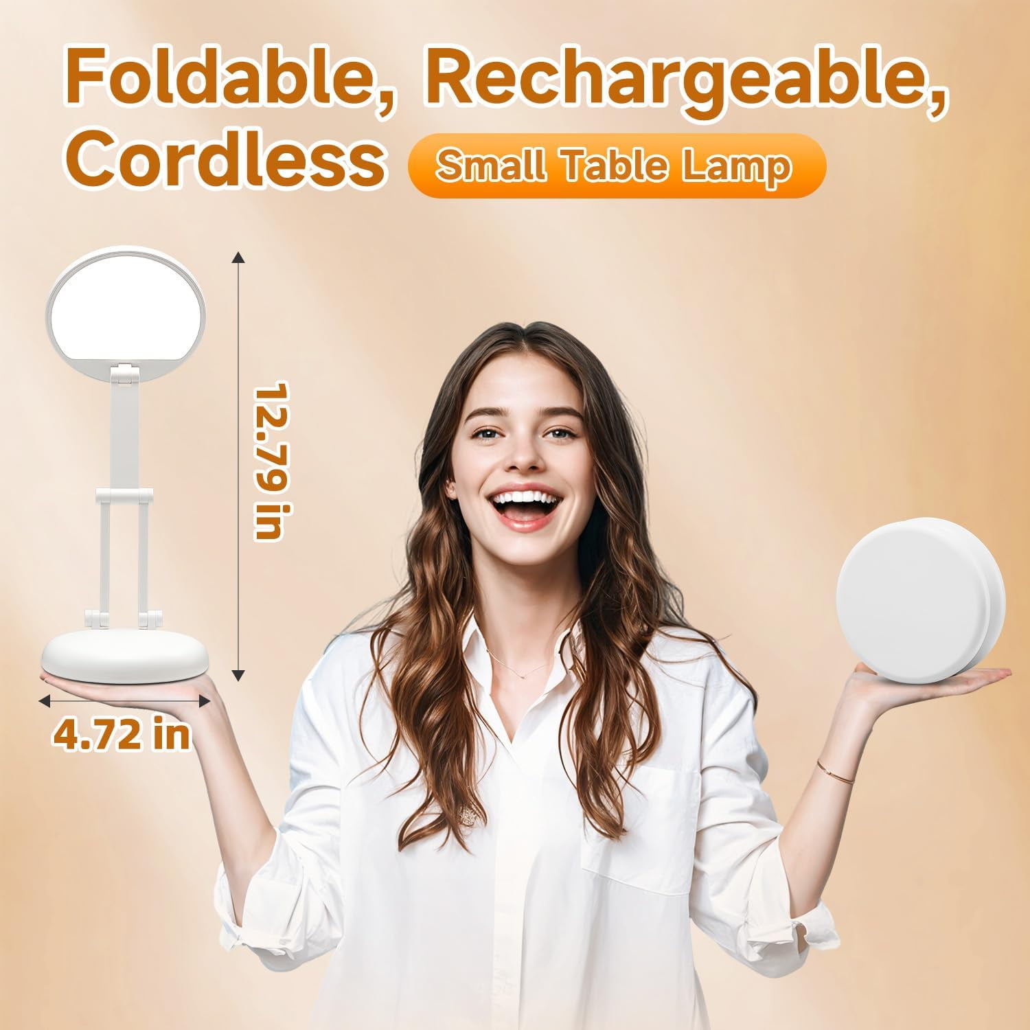 RRDWQ-Small Table Lamp Dimmable, Rechargeable+Portable+Foldable Battery ...