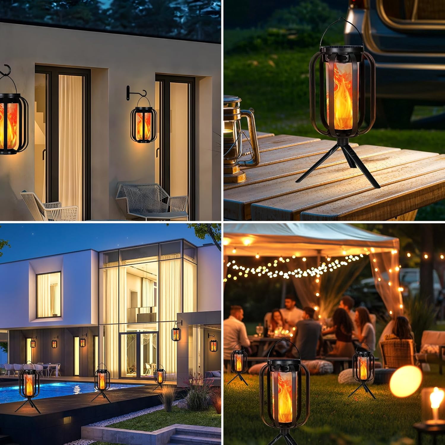 RRDWQ-Solar Lantern Outdoor Lights, 2 Pack Waterproof Solar Powered ...