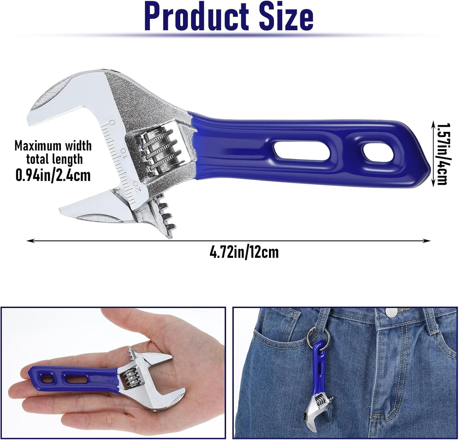 RRDWQ-Stubby Adjustable Wrench, Spanner Wide Opening Thin Jaw 4 Inch ...