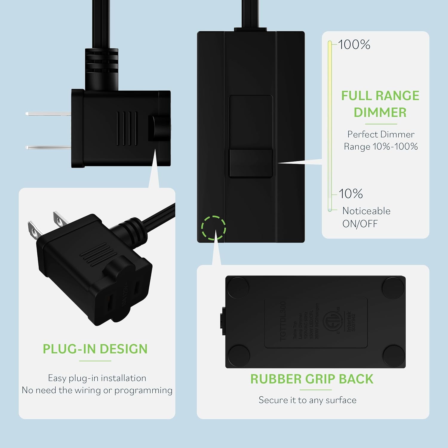 RRDWQ-Table-Top Plug in Dimmer for Table or Floor Lamps, Slide Control ...