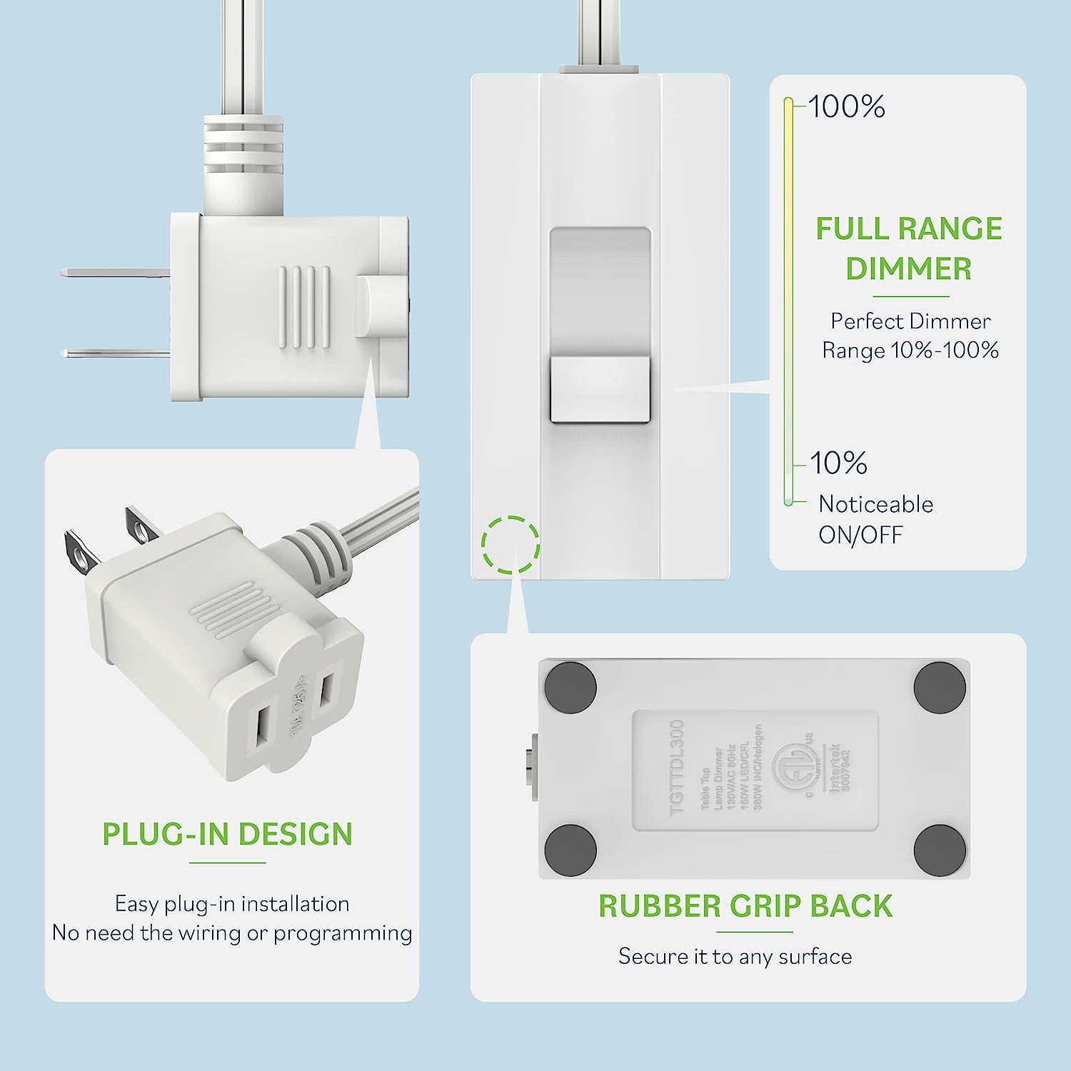 RRDWQ-Table-Top Plug in Dimmer for Table or Floor Lamps, Slide Control ...