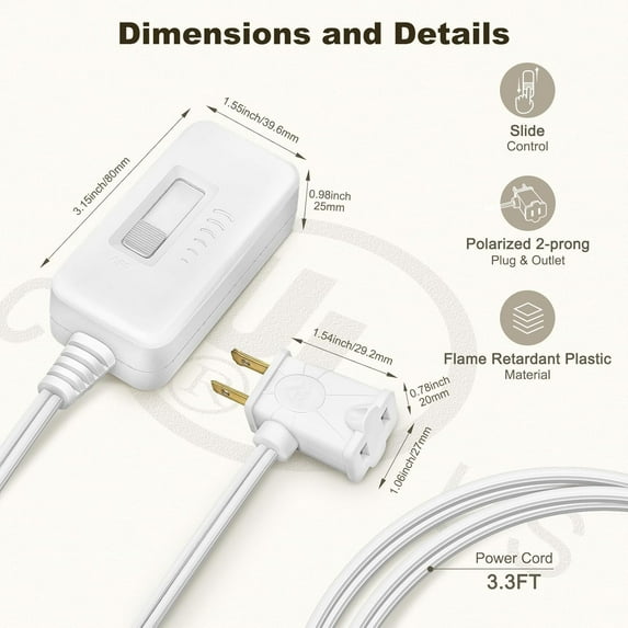 RRDWQ-Table-Top Plug in Lamp Dimmer Switch for Table/Floor Lamps, UL ...