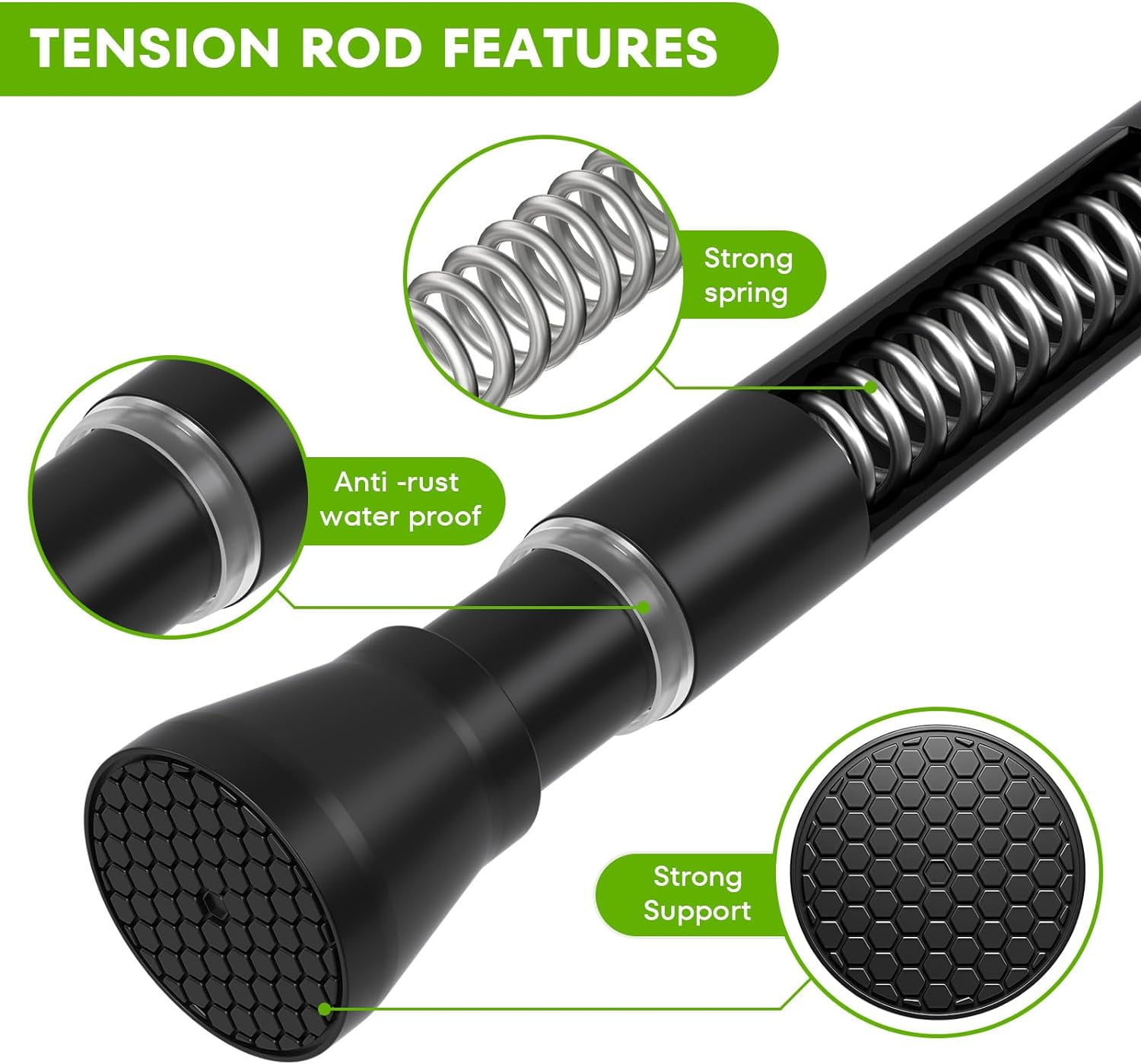RRDWQ-Tension Rods for Windows 28 to 48 Inch Black Curtain Rods no ...