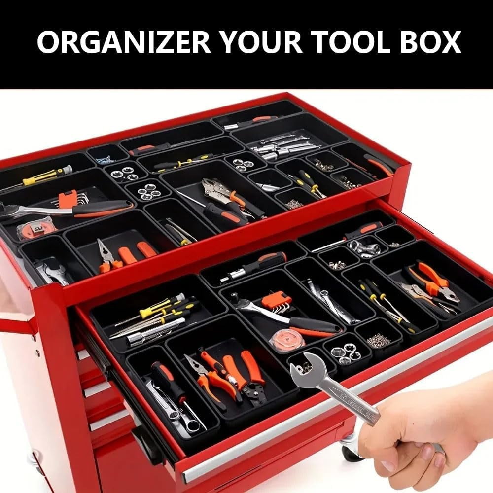 RRDWQ-[𝐔𝐩𝐠𝐫𝐚𝐝𝐞𝐝] 𝟔𝟓 𝐏𝐂𝐒 Tool Box Organizer Tray 𝟓 𝐒𝐢𝐳𝐞𝐬 Desk Drawer ...