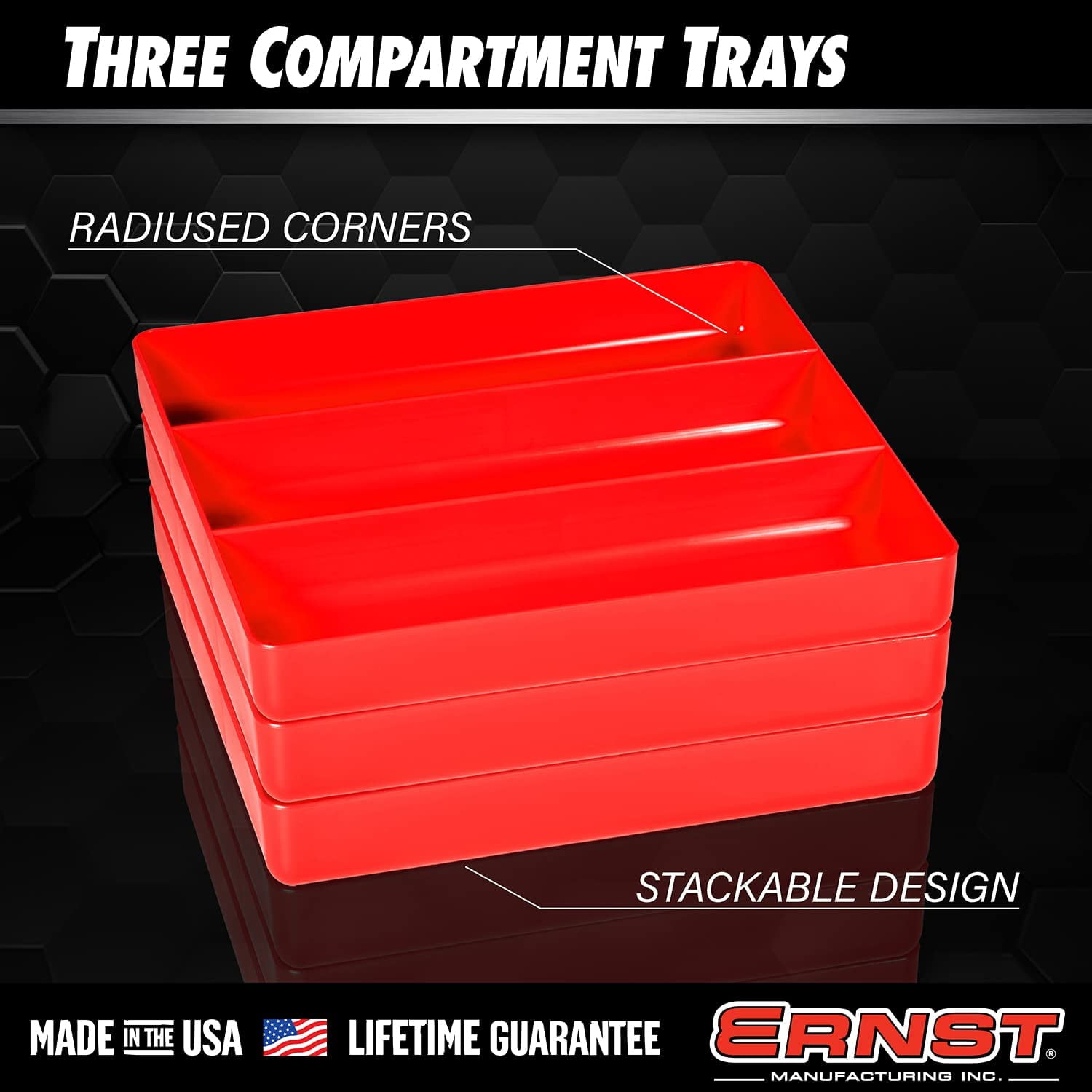 RRDWQ-Toolbox Tray: Stackable Organizer Tray with 3 Compartments ...