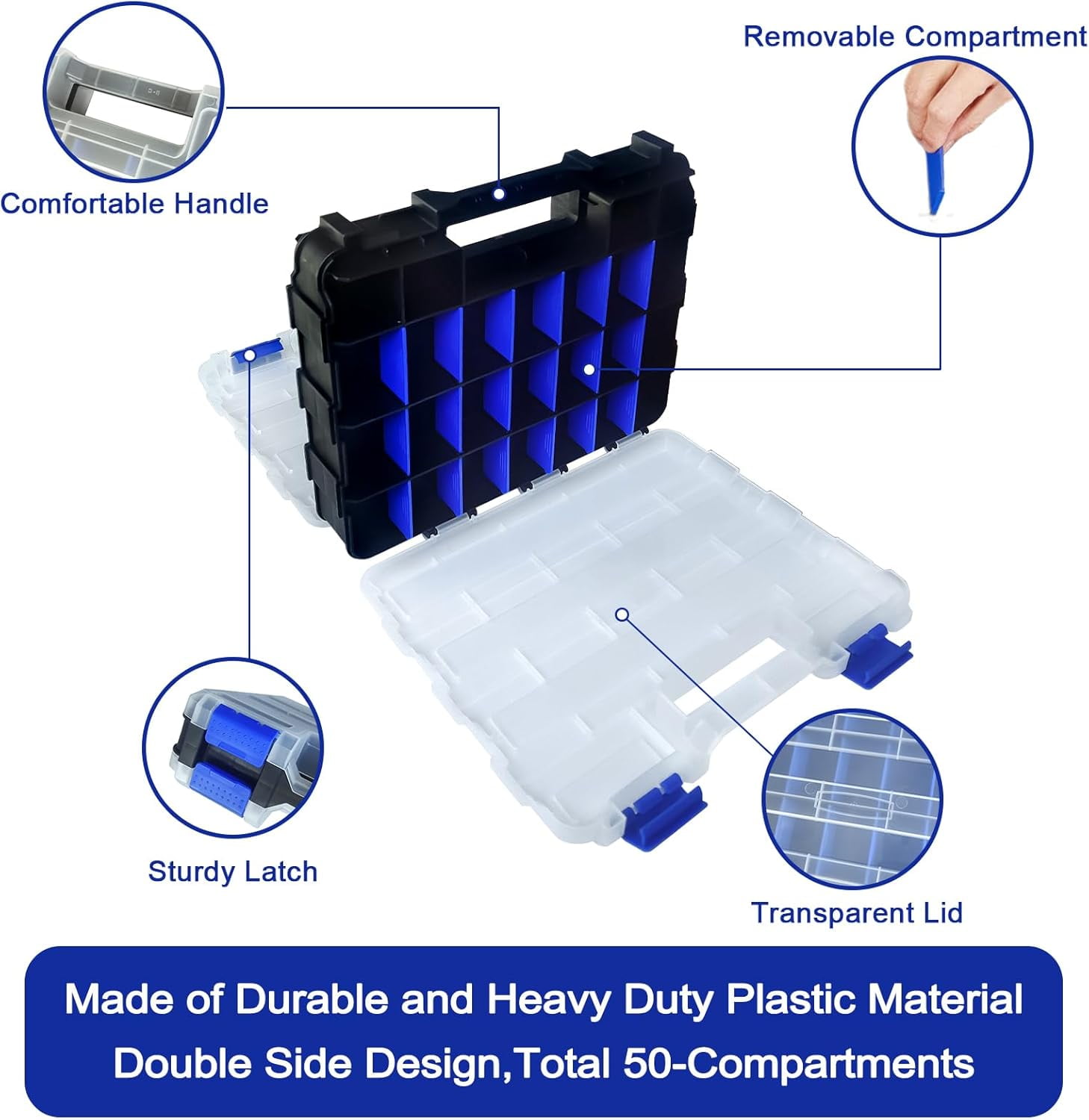 RRDWQ-Tools Organizer Box Small Parts Storage Box 50-Compartment Double ...