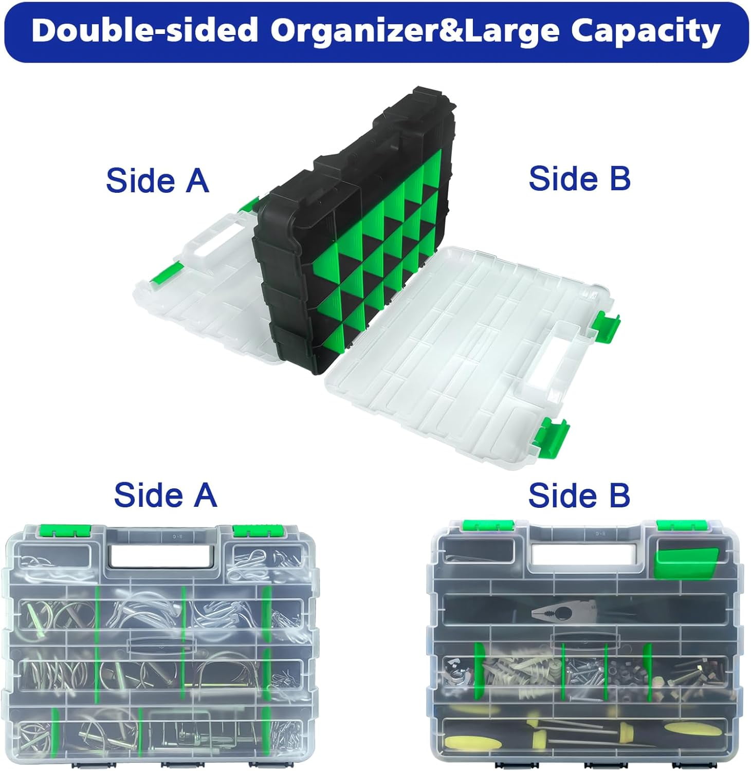 RRDWQ-Tools Organizer Box Small Parts Storage Box 50-Compartment Double ...