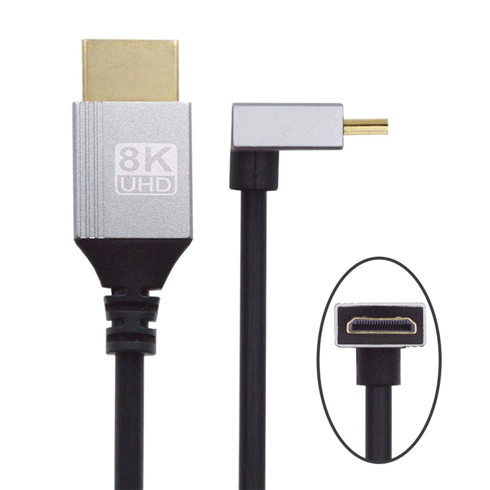 RRDWQ-Ultra Thin HDTV Cable 90 Degree Up Angled Mini HDMI 2.1 Type-A to ...