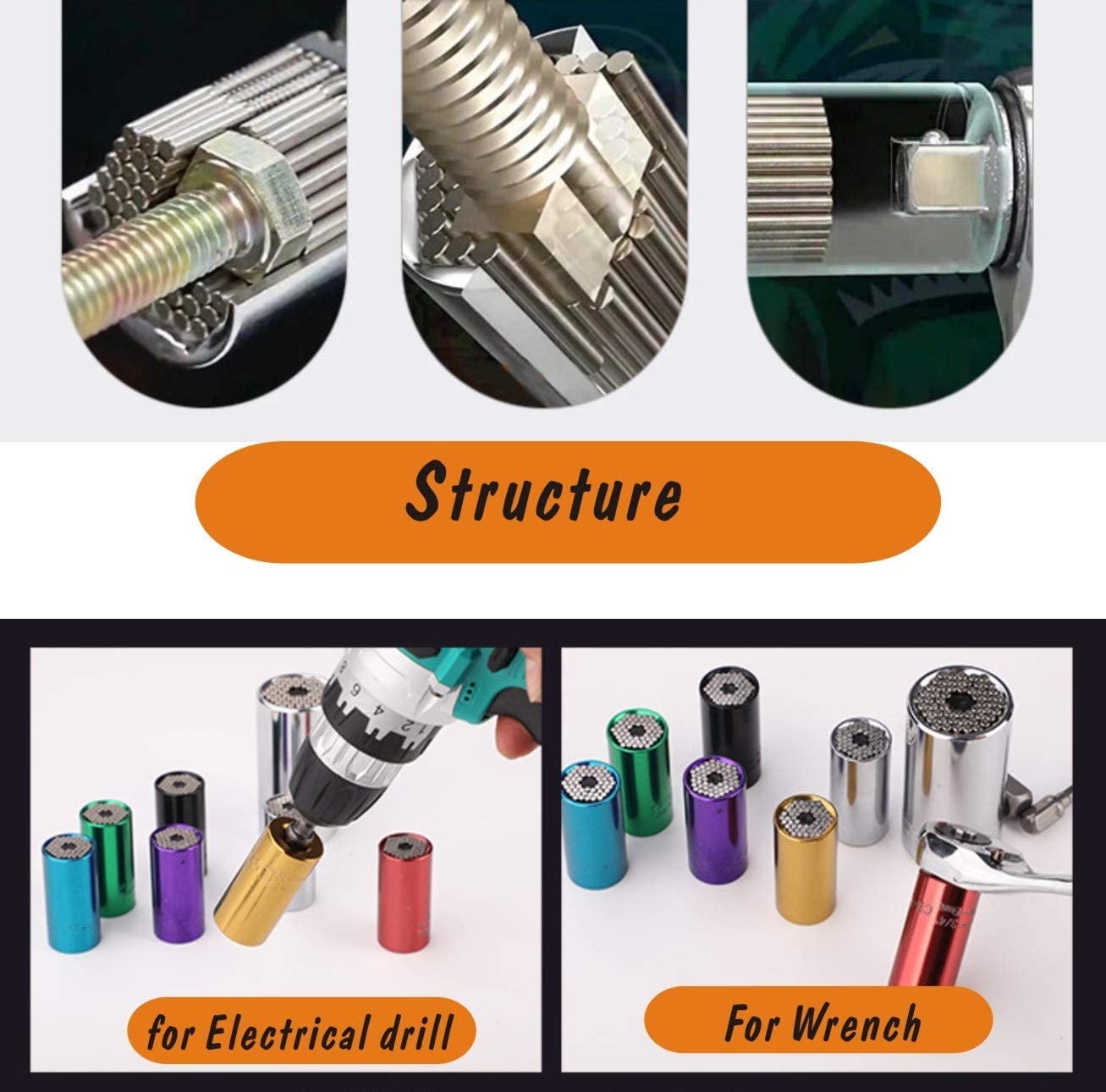 RRDWQ-Universal Socket Wrench Set Tools Multi-Size in One Self ...
