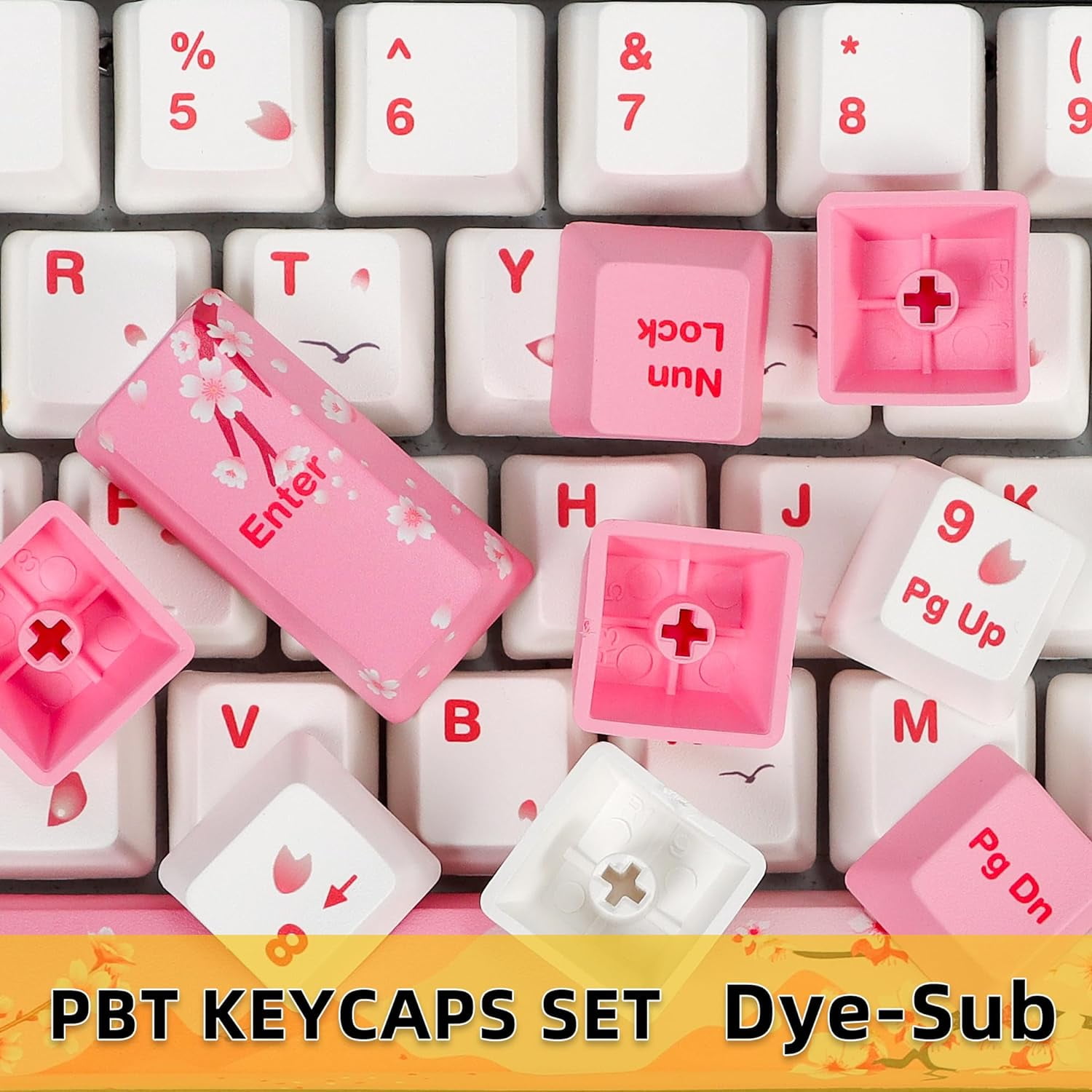 RREGER-104 PBT keycap Set,Dye Sublimation OEM Pink Custom keycaps 60% ...