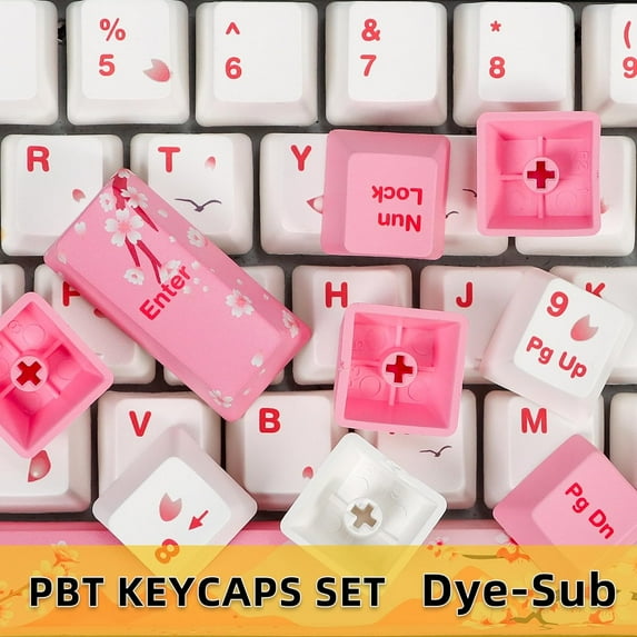 RREGER-104 PBT keycap Set,Dye Sublimation OEM Pink Custom keycaps 60% ...