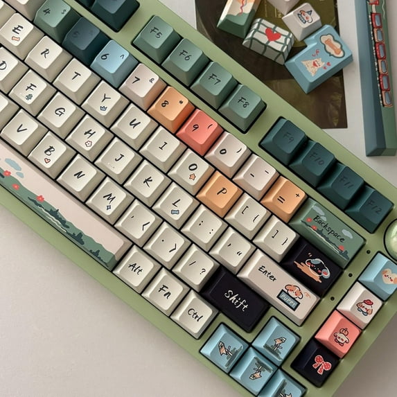 RREGER-152 Keys PBT Dye Sub Custom Keycaps Cherry Profile Green Keycap ...