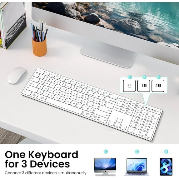 RREGER-2.4G Wireless Bluetooth Keyboard Rechargeable, Stainless Steel ...