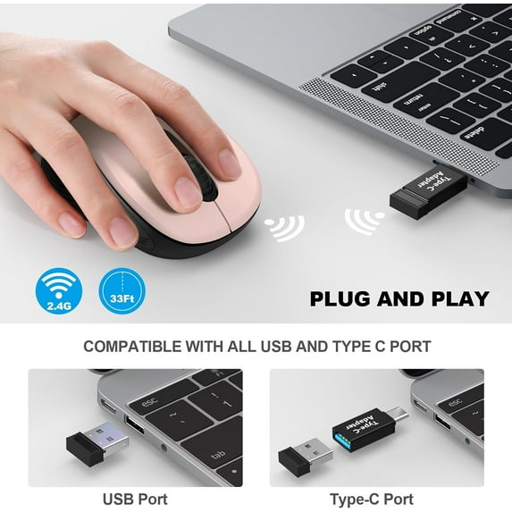 RREGER-2.4G Wireless Mouse for Laptop, Ergonomic Computer Mouse with ...