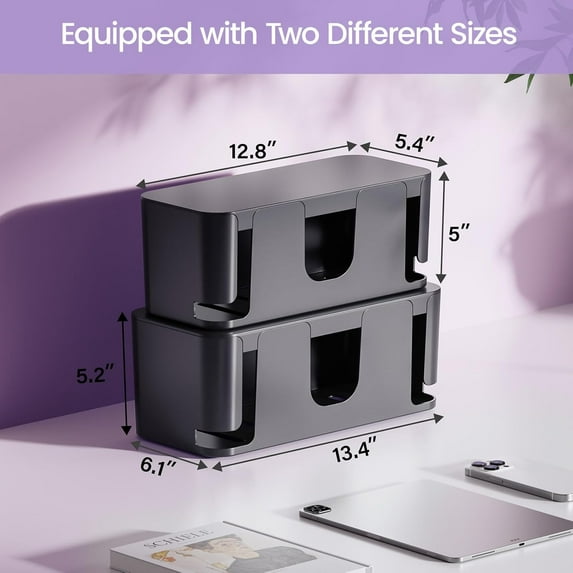 RREGER-2 Pack Cable Management Box, Stylish Black Cable Management, Pet ...