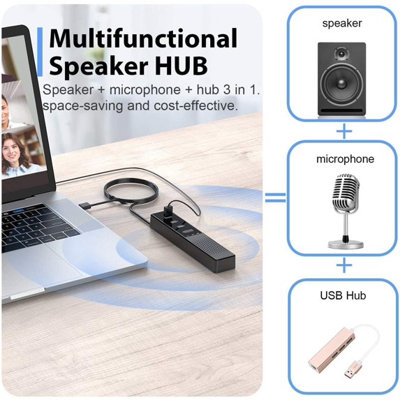 RREGER-3 in 1 USB Computer Speaker with Microphone, PC Laptop Desktop ...
